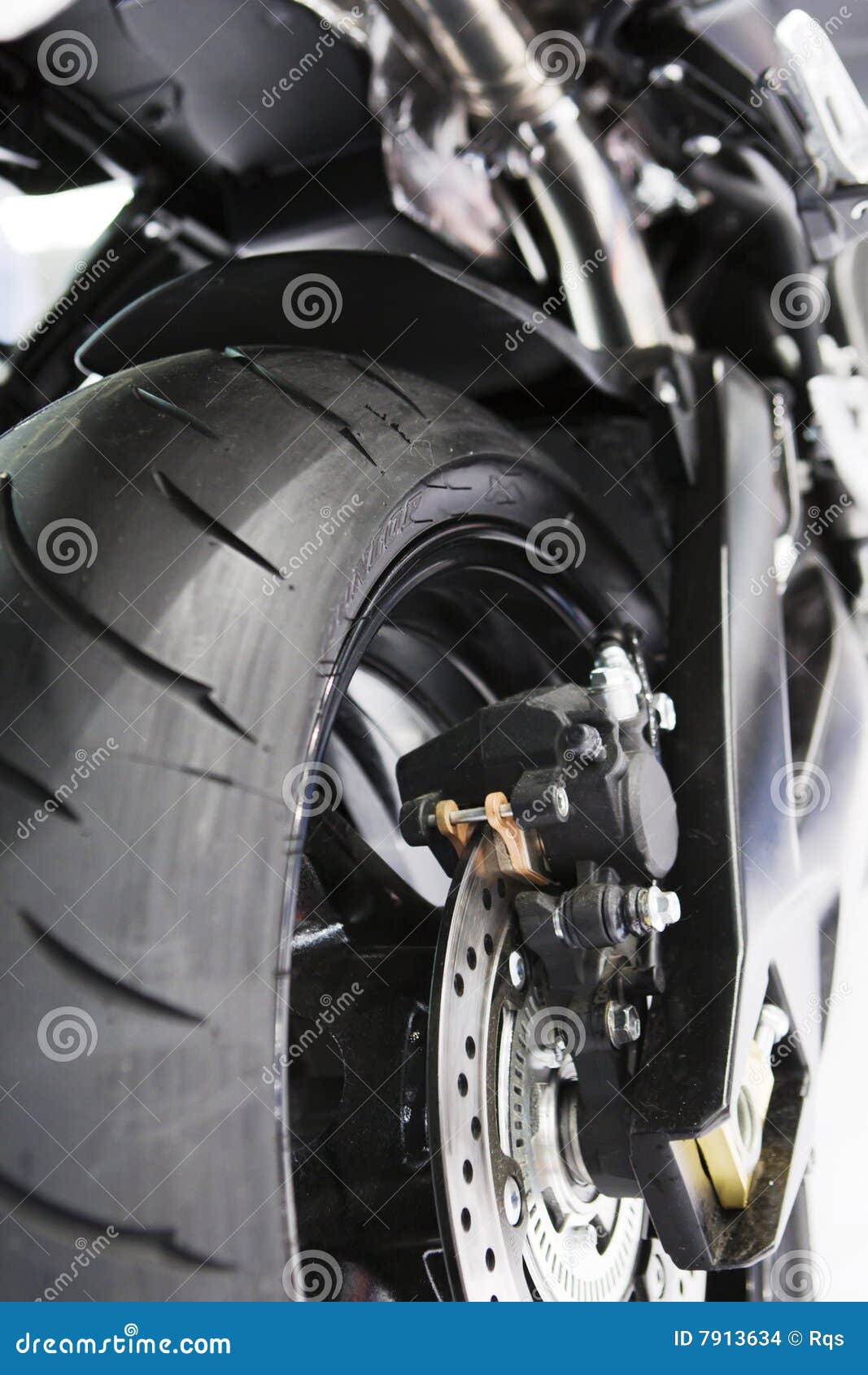 View of Rear Motorbike Tyre Stock Photo - Image of large, dark: 7913634