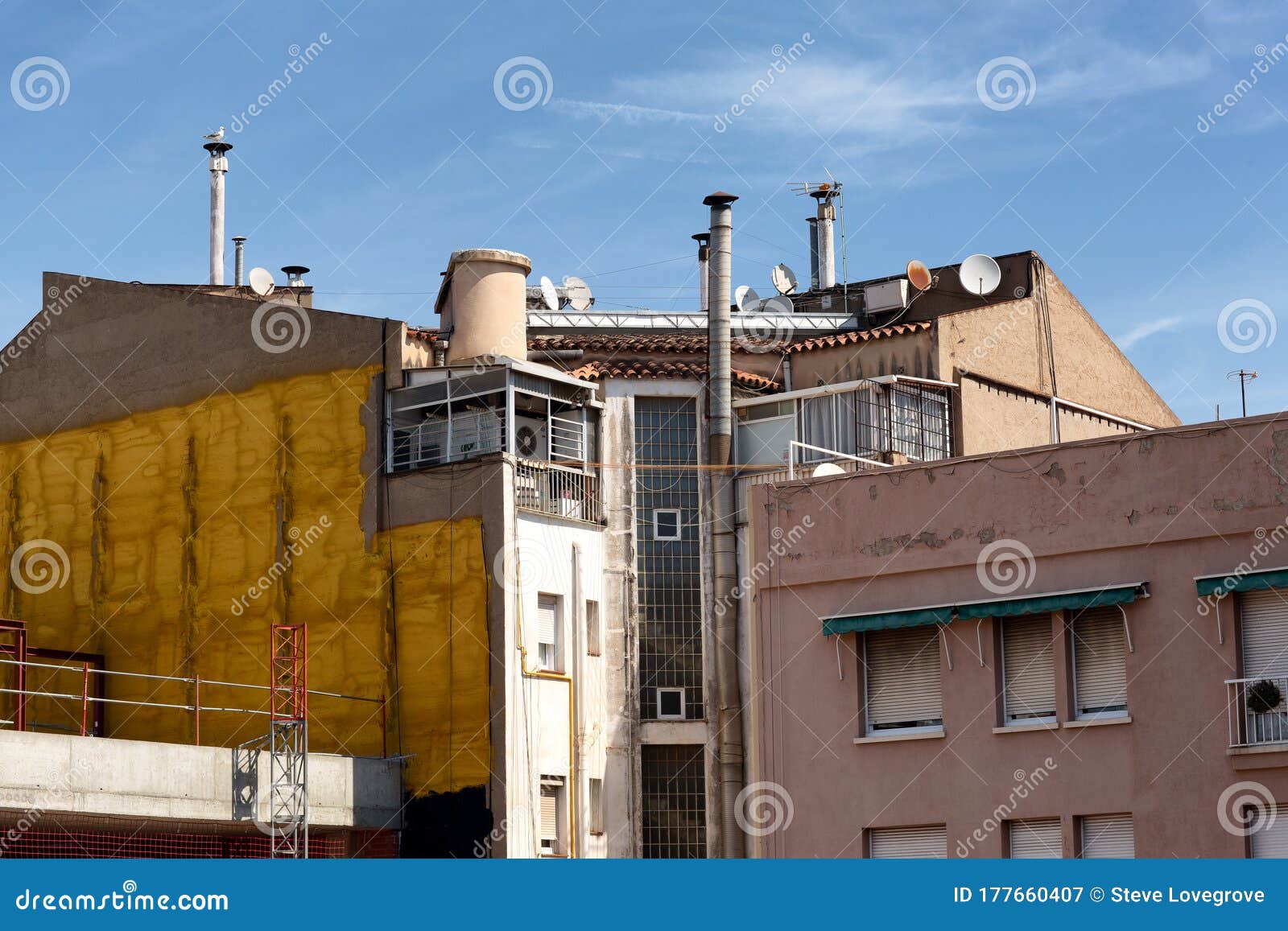 View of the Rear of Several Apartment Buildings Stock Image - Image of ...