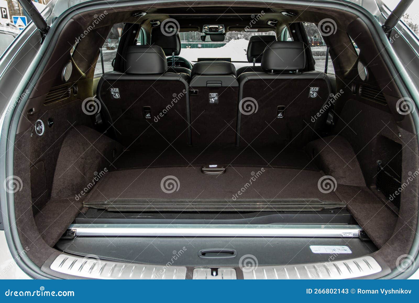 View of the Rear Storage Area in a SUV Car. Stock Image - Image of ...