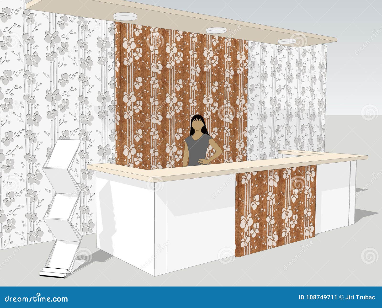 View Of Reception Desk Is Standing In An Office Lobby With A Interior ...