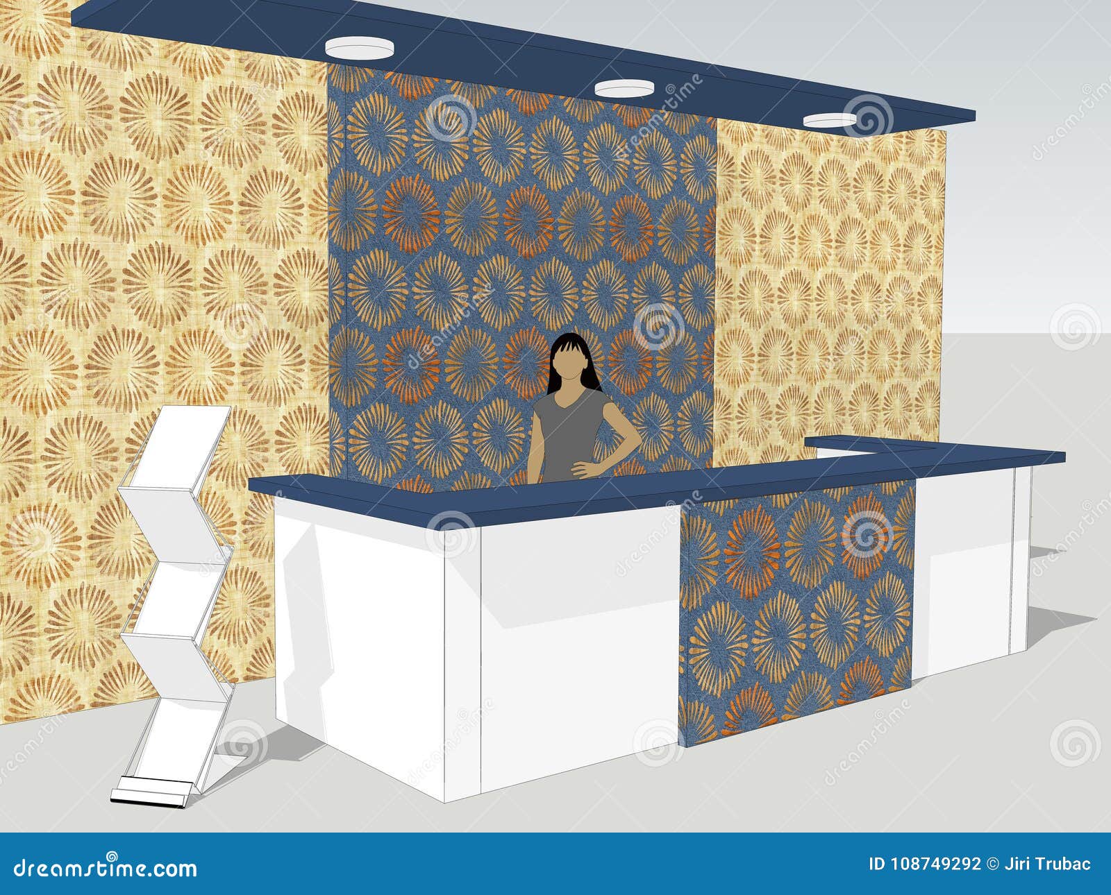 View of Reception Desk is Standing in an Office Lobby Stock ...