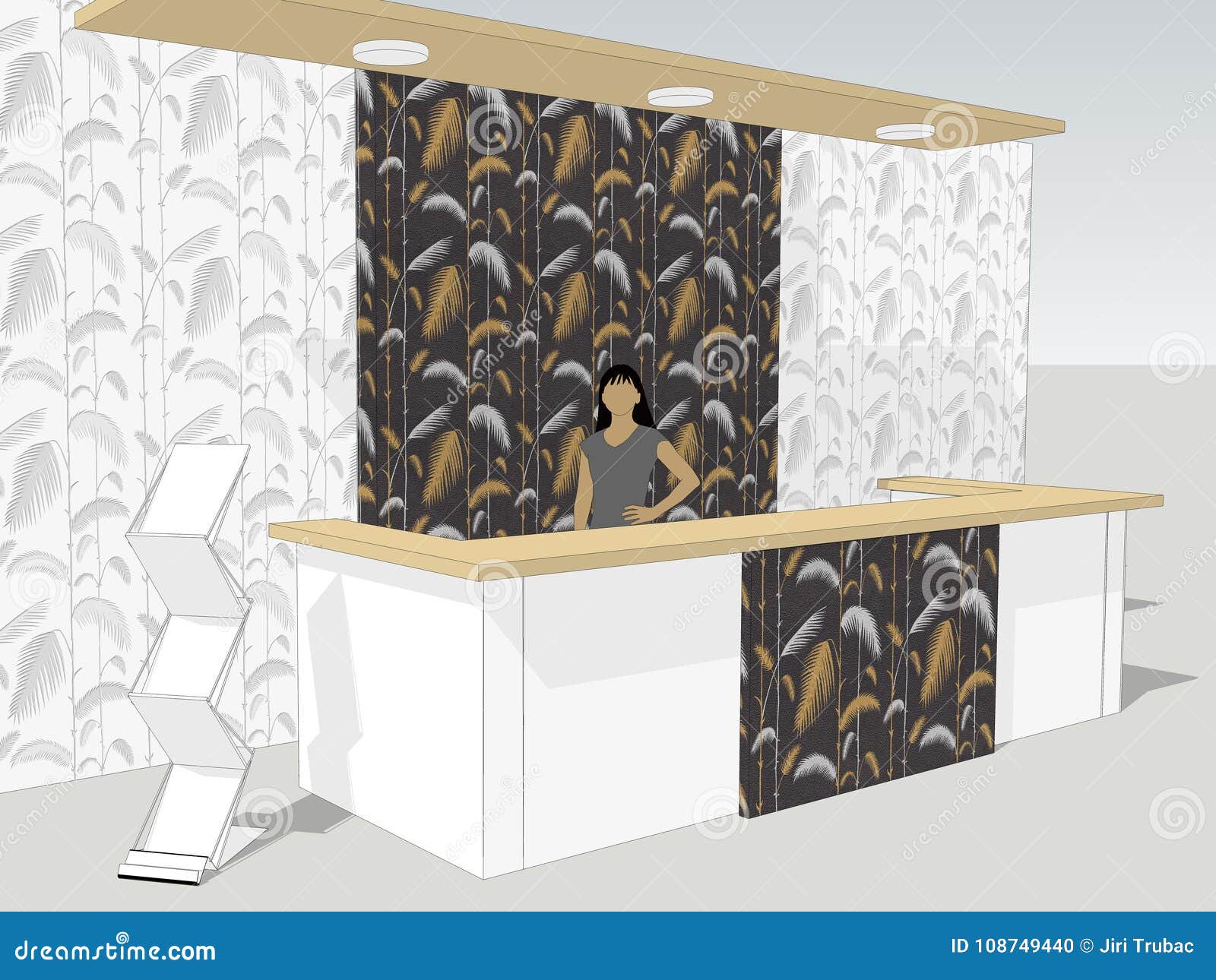 View of Reception Desk is Standing in an Office Lobby Stock ...