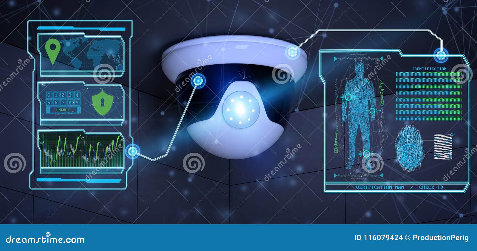 Recognition and Detection Software on a Security Camera System - Stock ...