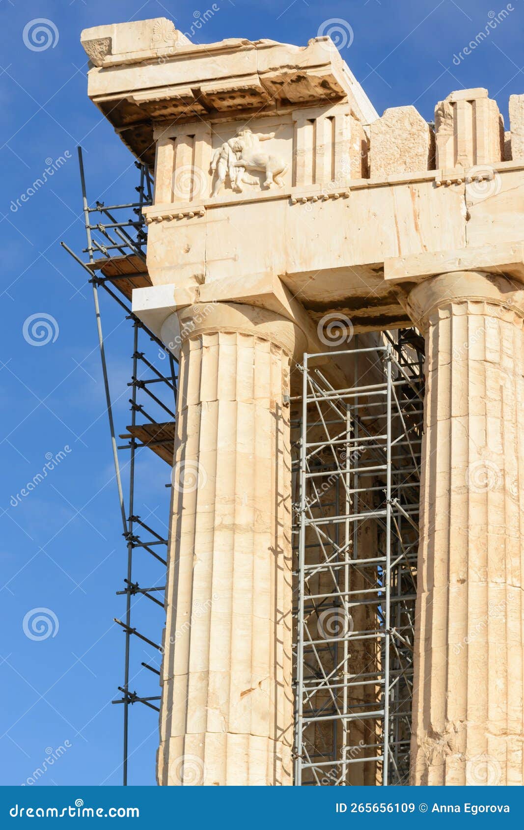 View of the Reconstruction of the Doric Columns of the Acropolis ...