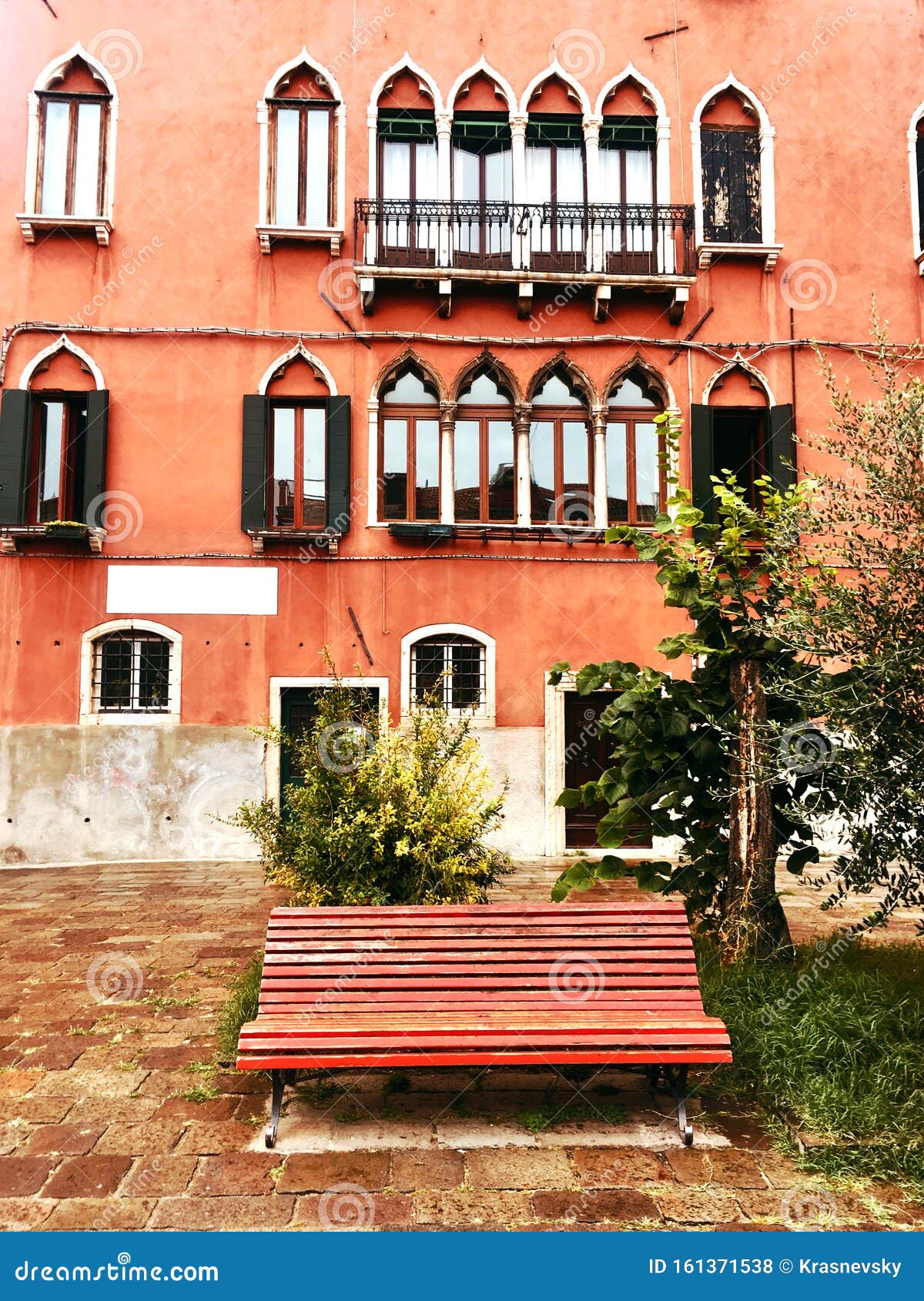 View of Red Facade of Venetian House Stock Photo - Image of house ...