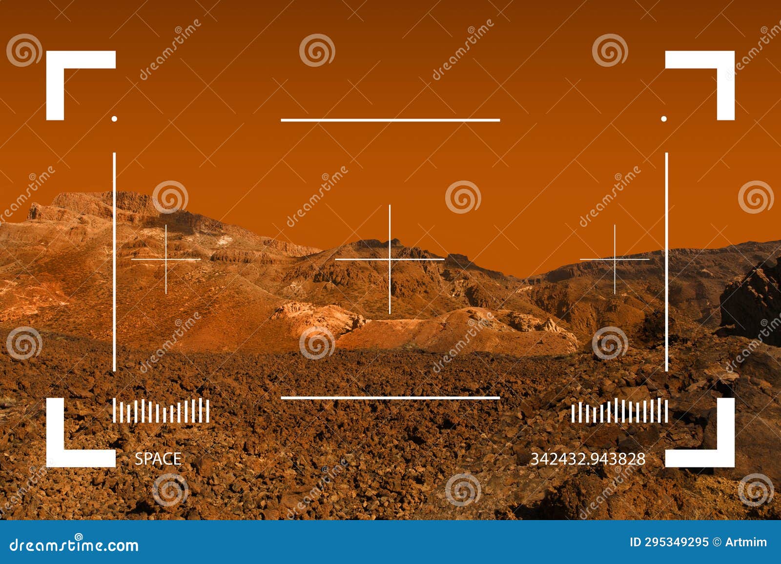 View of Red Planet Landscape with Stone, Sand and Red Sky through ...