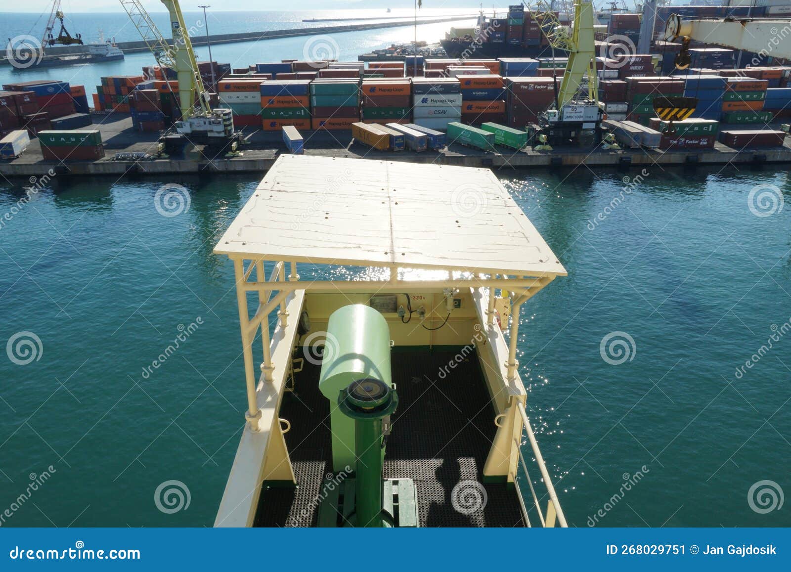 View on Remote Navigational Console on the Wing of Ship Bridge Covered ...