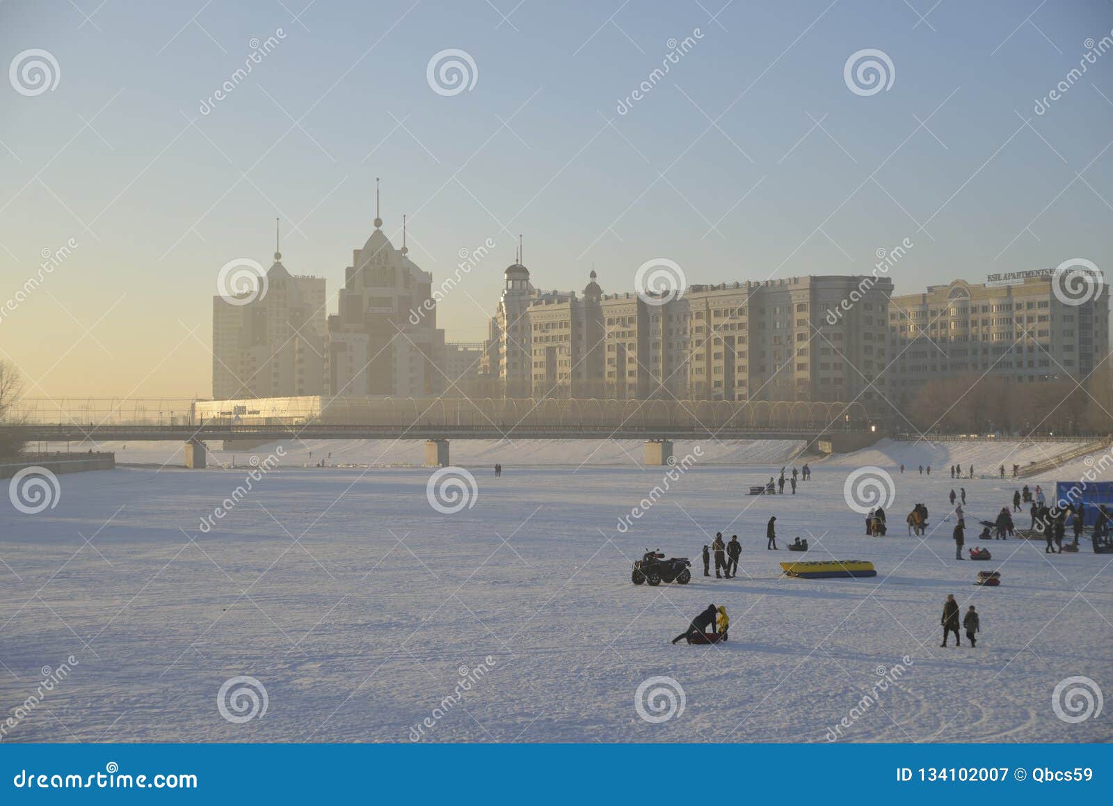Astana in December. editorial photography. Image of embankment - 134102007