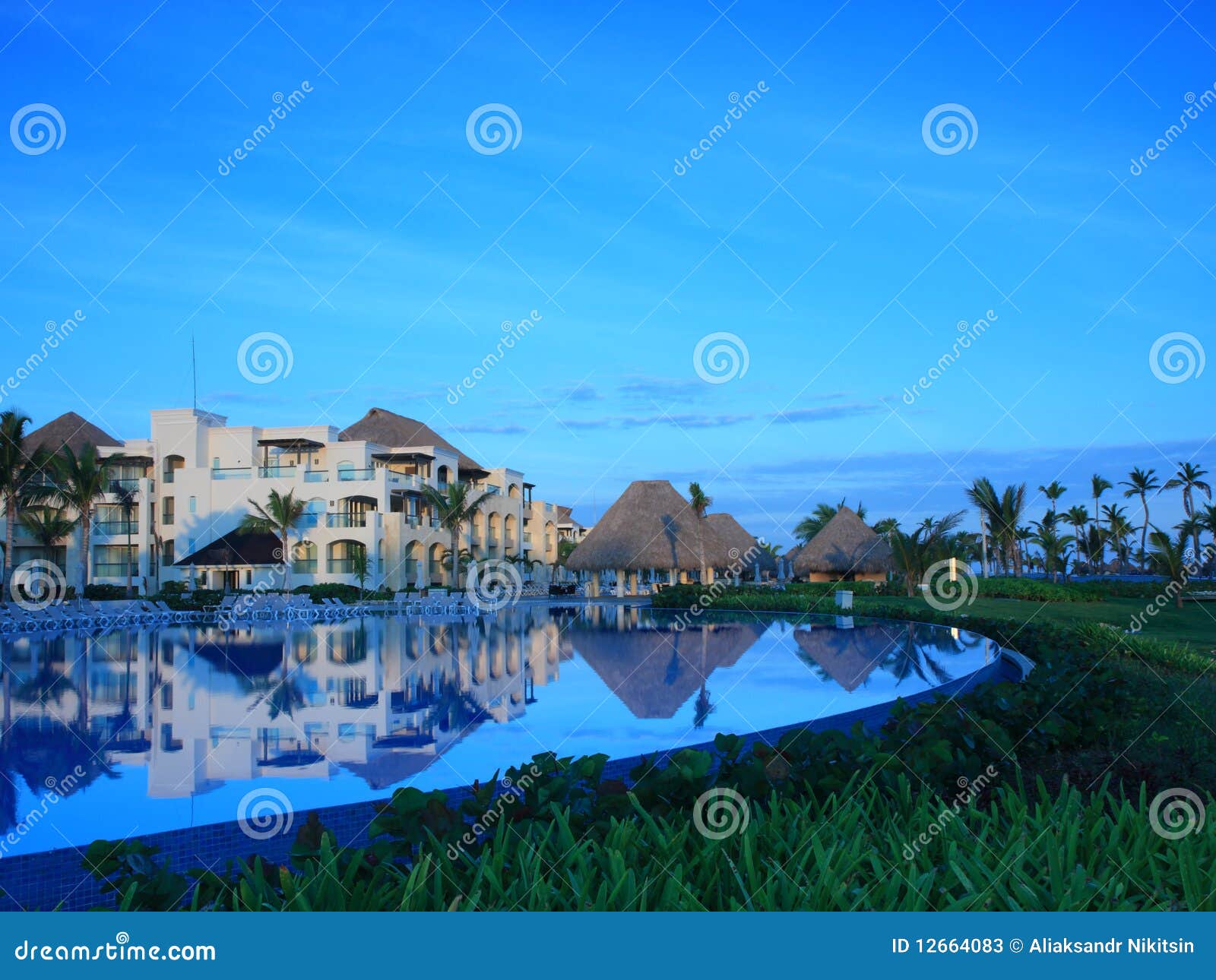 View of Resort with Blue Water in the Pool Stock Image - Image of ...