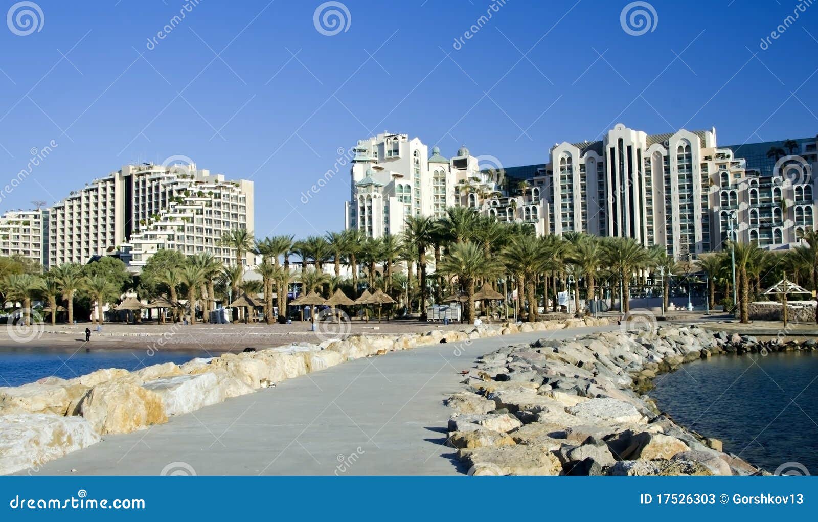 View on Resort Hotels in Eilat City, Israel Stock Image - Image of ...