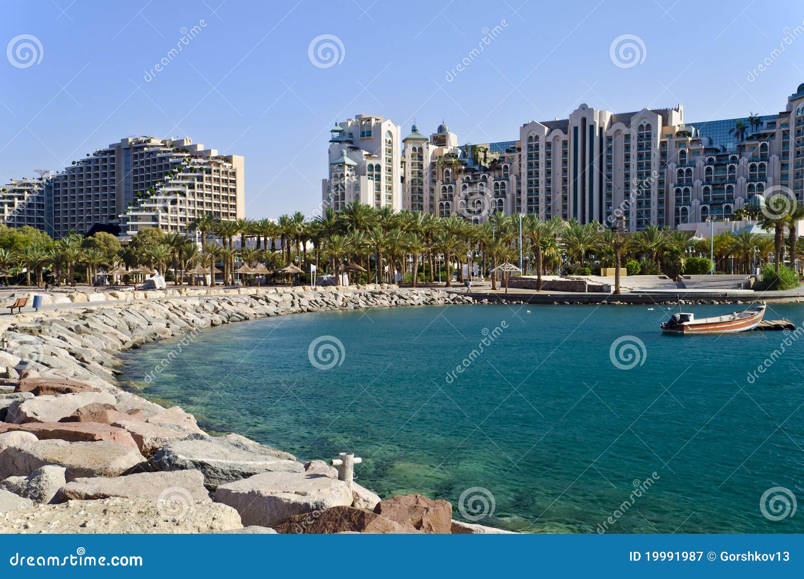 View on Resort Hotels Near Eilat, Israel Stock Image - Image of water ...