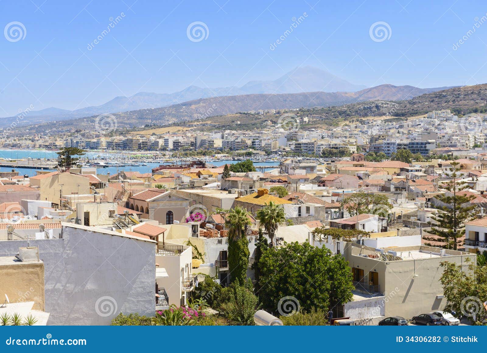 View on Rethymno Town. Crete. Greece Stock Photo - Image of port ...