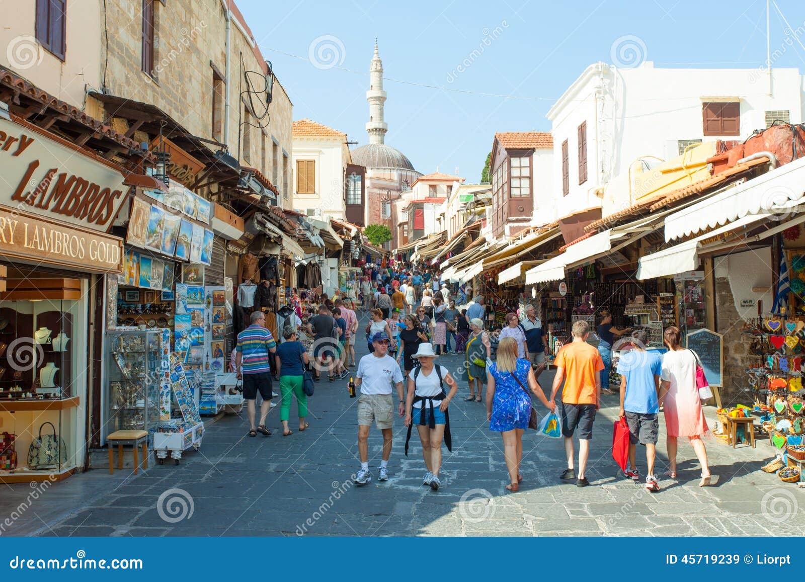 View of Rhodes Old City Centre Square Editorial Stock Image - Image of ...
