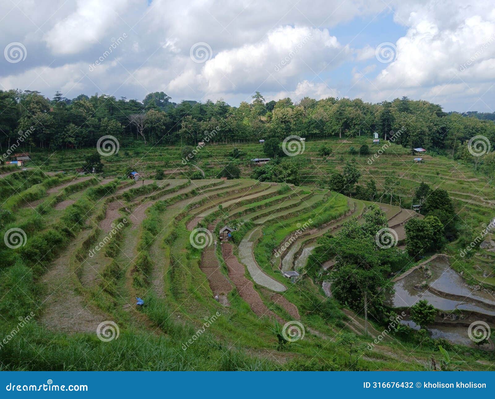 View of Rice Fields on a Mountain Slope in a Village Stock Photo ...