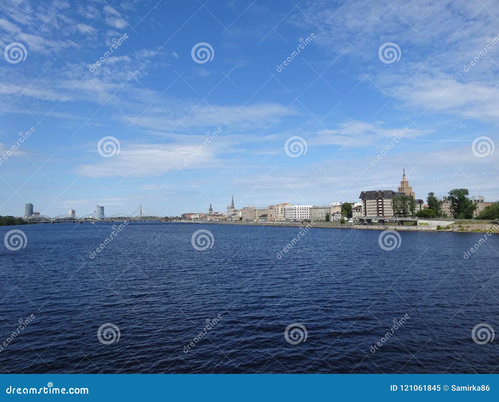 Daugava River and View on Historical Riga City Center Architecture ...