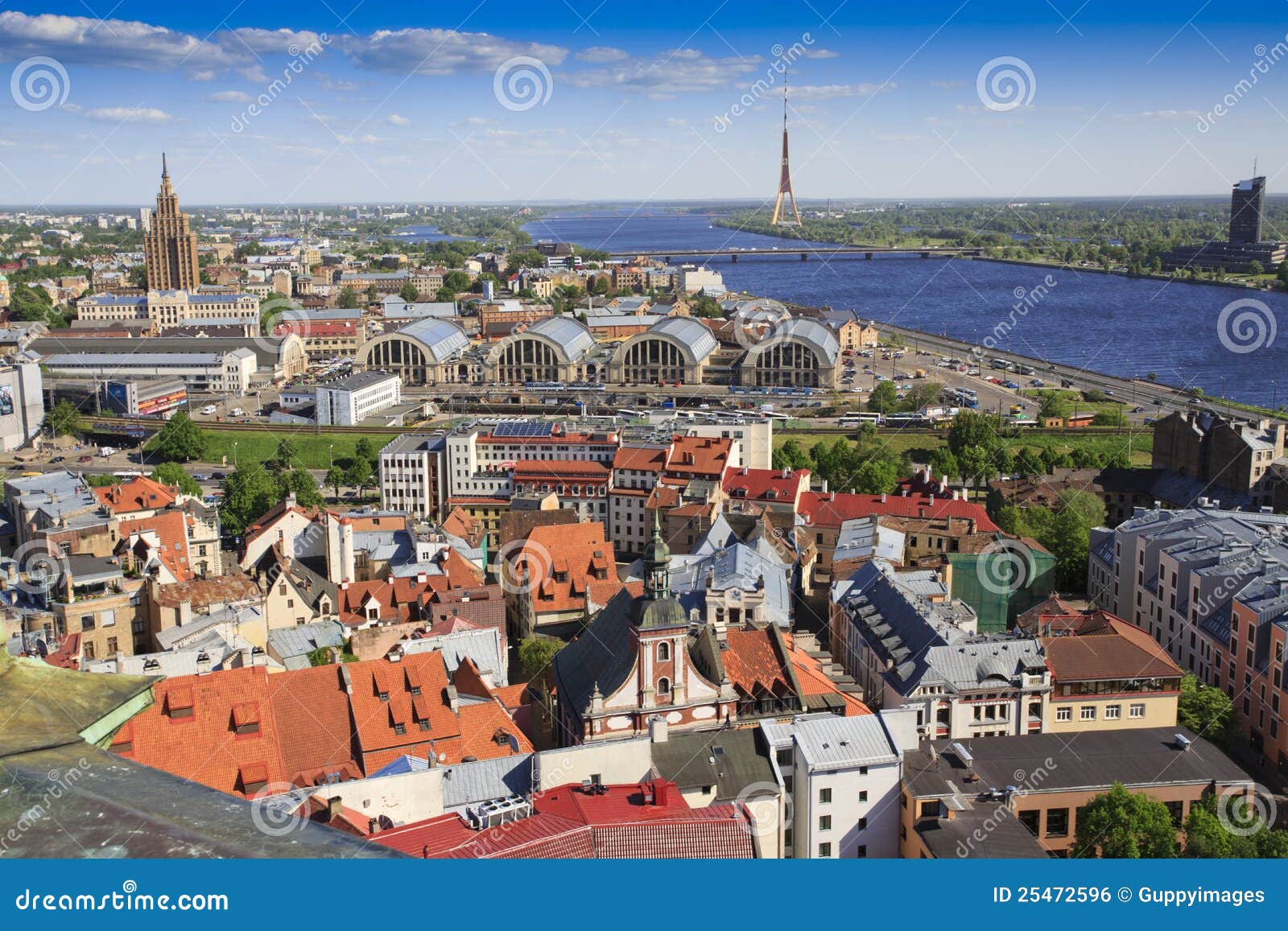 View of Riga skyline stock photo. Image of historic, architecture ...