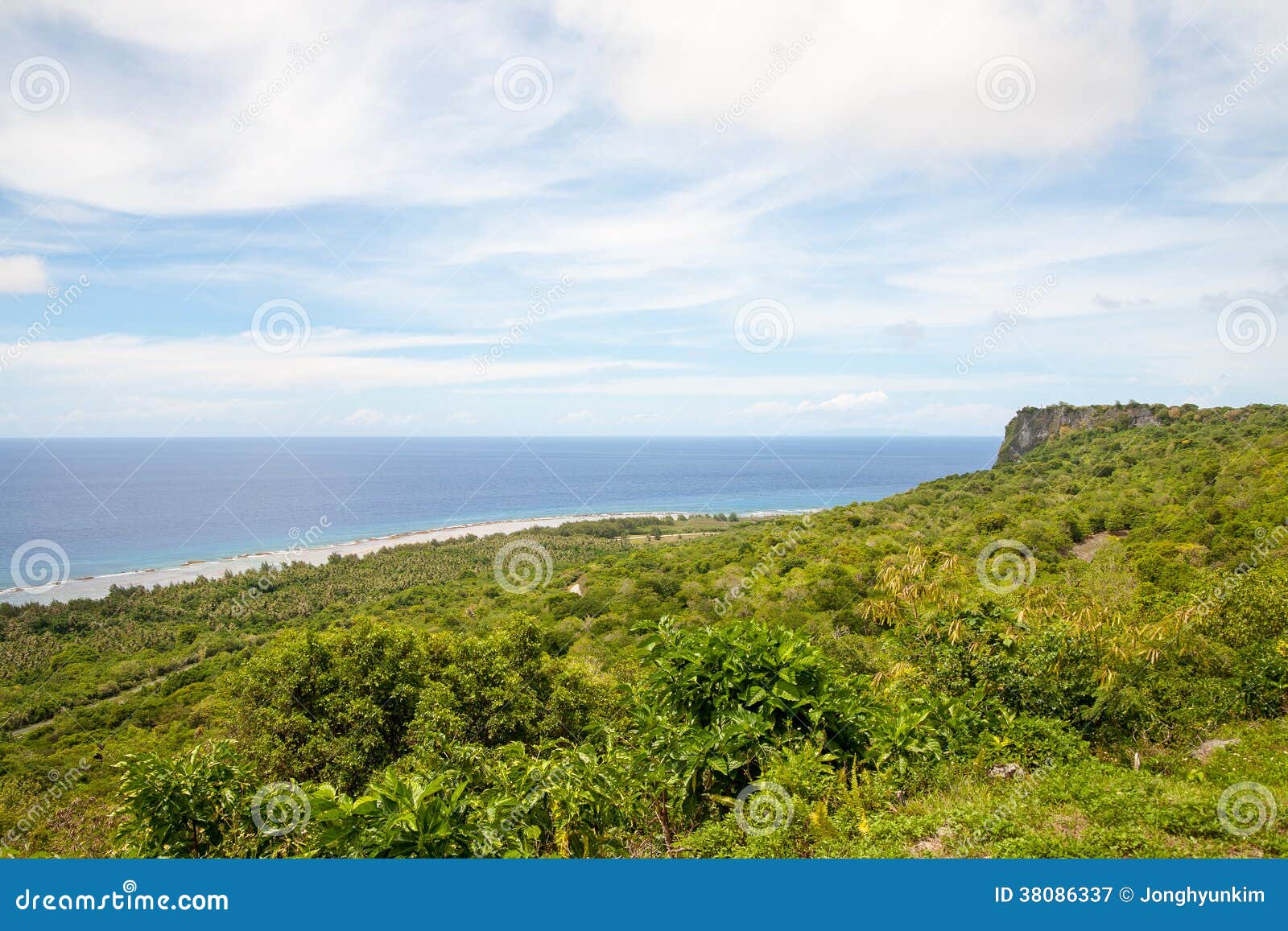 View of Ritidian Point in Guam Stock Image - Image of morning, green ...