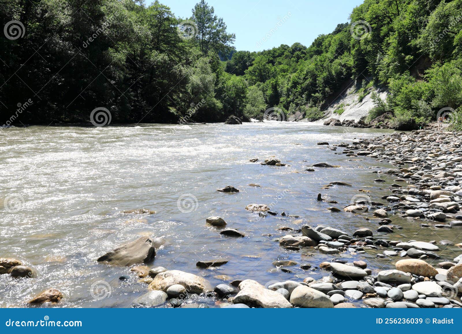 View of River Belaya in Summer Stock Image - Image of flow, rock: 256236039