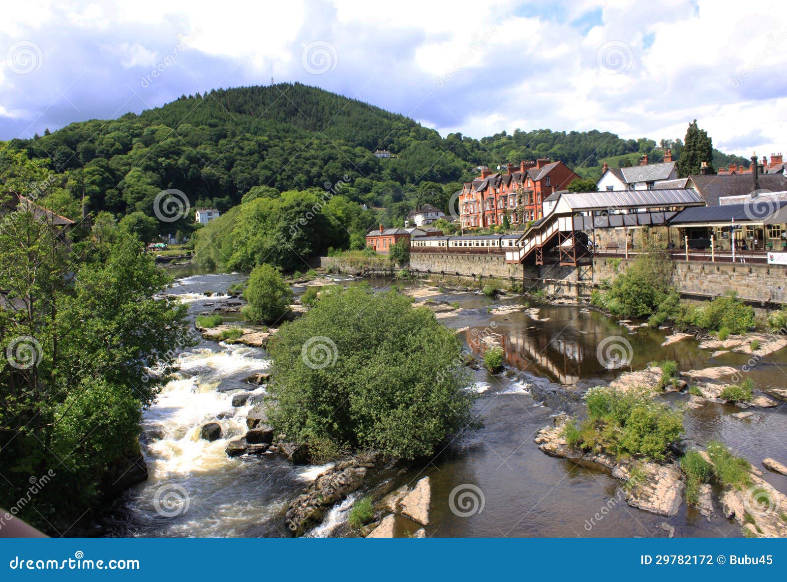 View of Llangollen in Denbighshire Wales UK Stock Photo - Image of blue ...