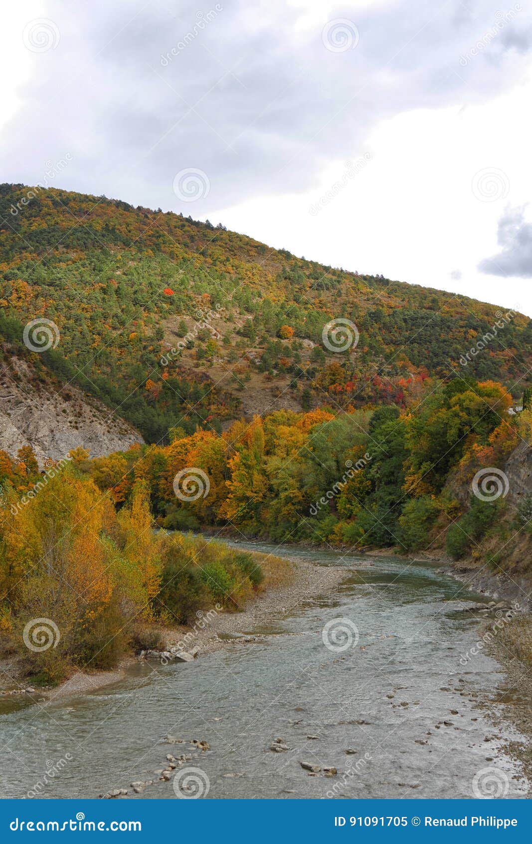View of the River Drome in Autumn, France Stock Image - Image of drome ...