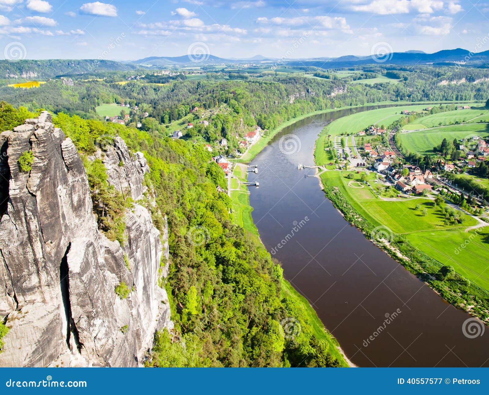 View of the River Elbe, Saxony, Germany Stock Image - Image of house ...