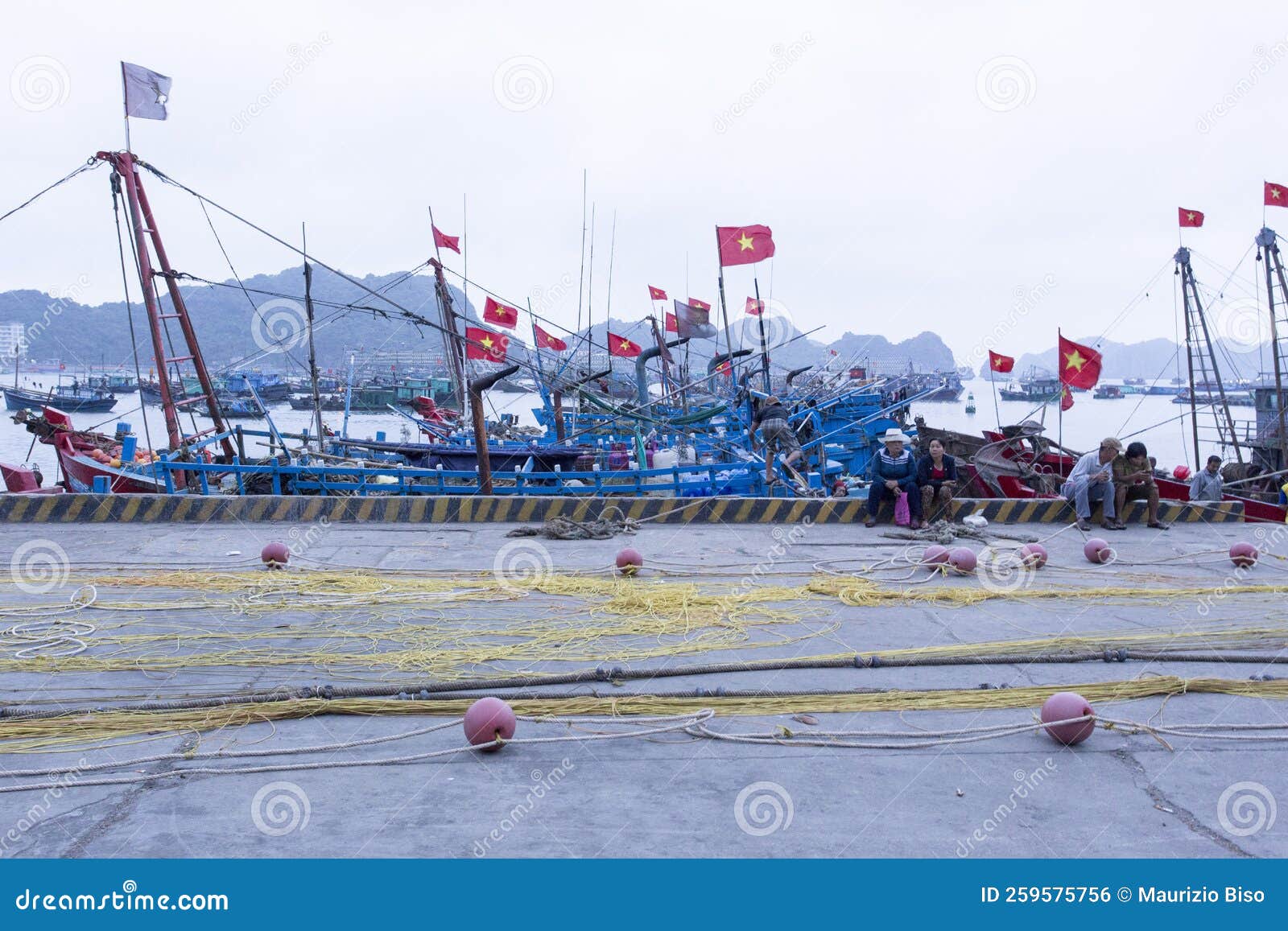 View of River with Flags and People Editorial Photo - Image of ...