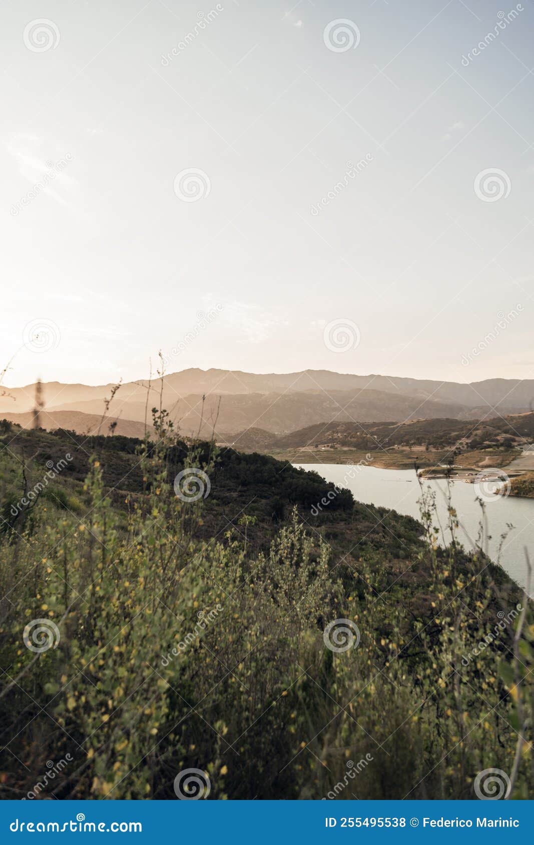 View of the River and the Mountain during the Beginning of the Sunset ...