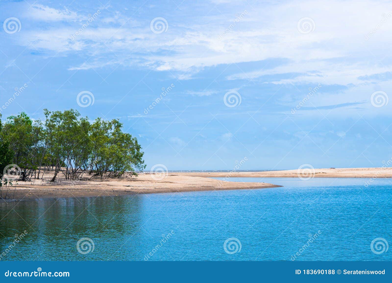 View of a River Opening into the Ocean Stock Photo - Image of heat ...