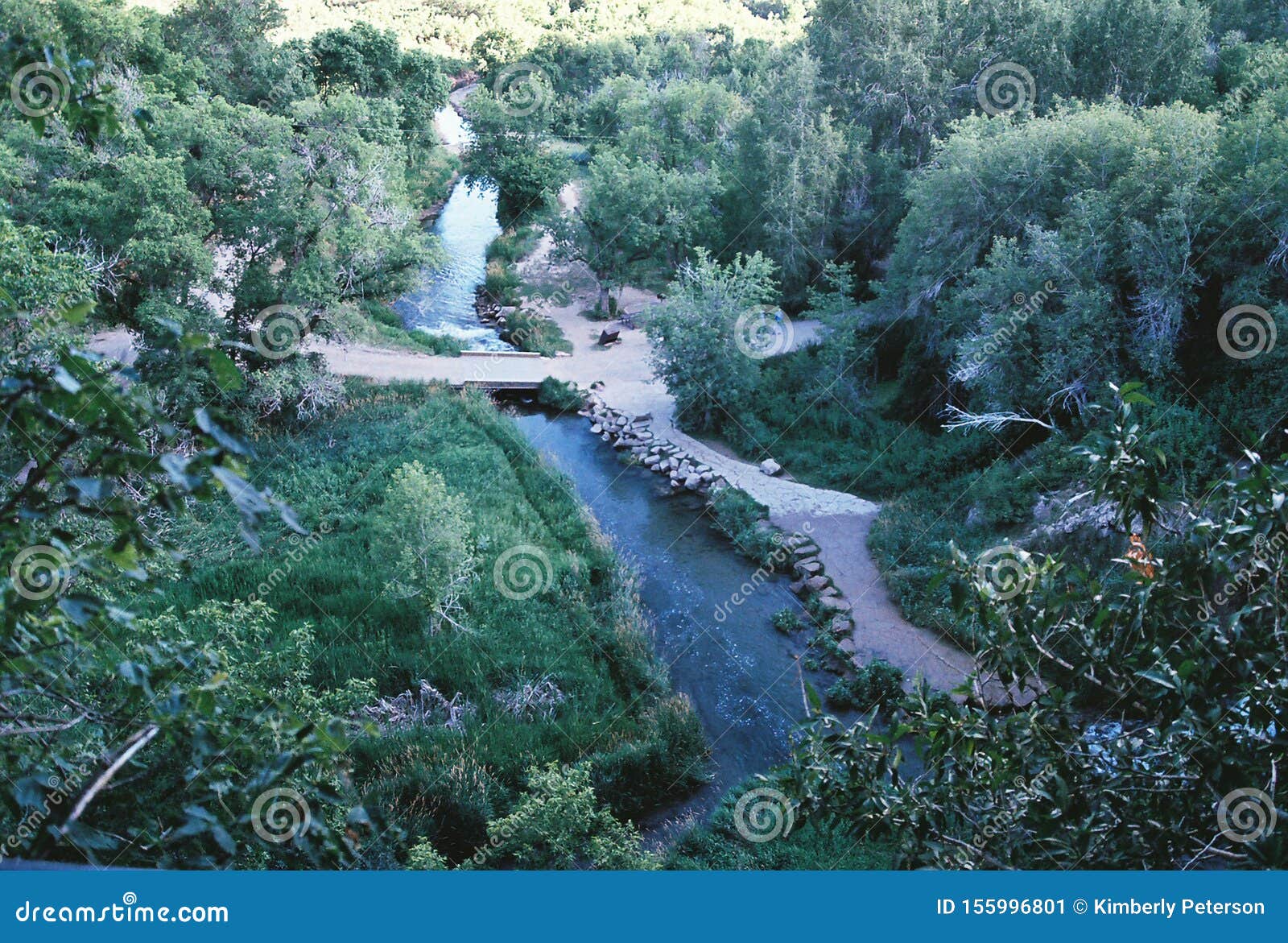View of River and Path from Trail Overlook Stock Image - Image of path ...