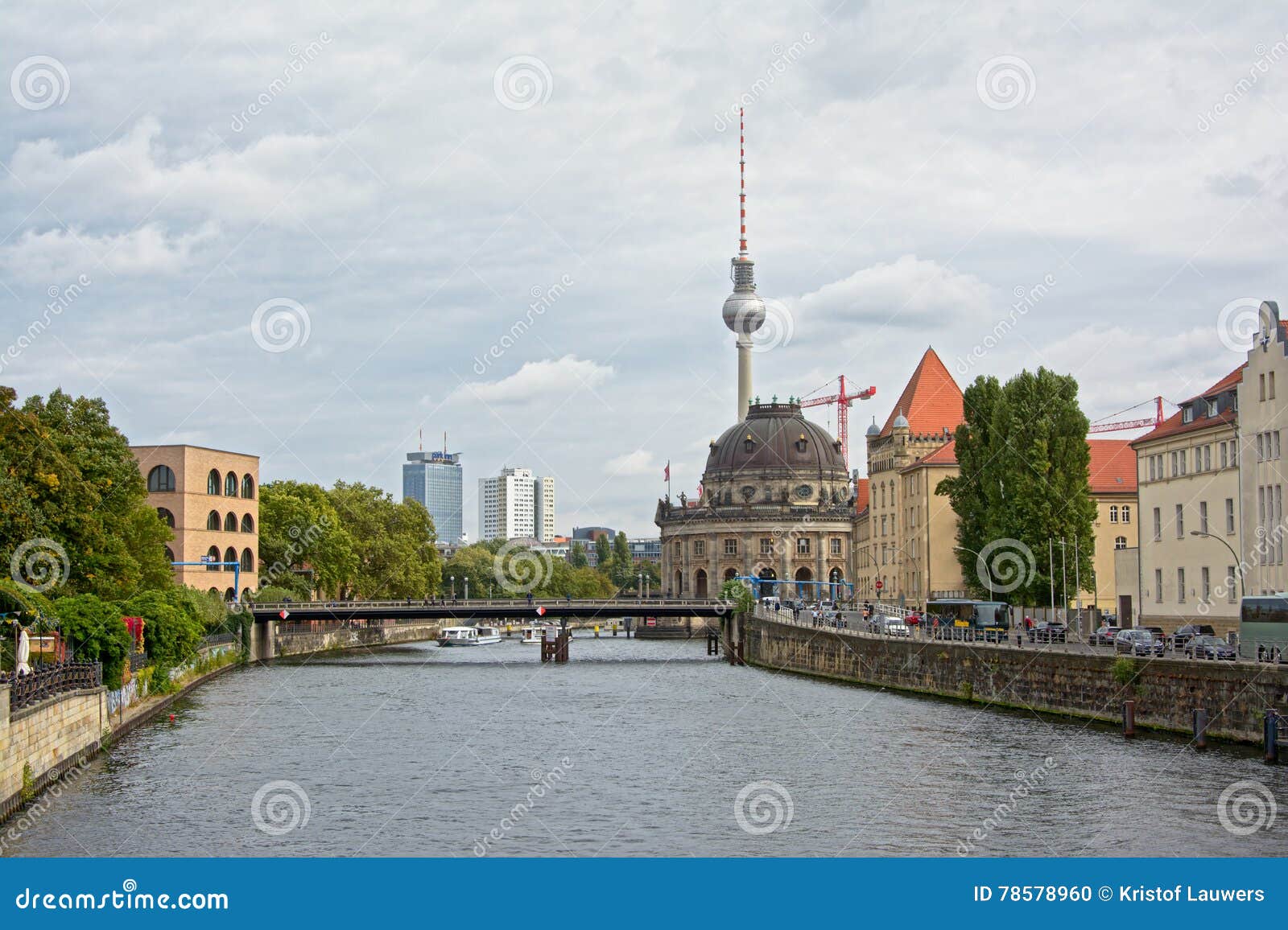 View on the River Spree in Berlin with Bode Museum and Television Tower ...