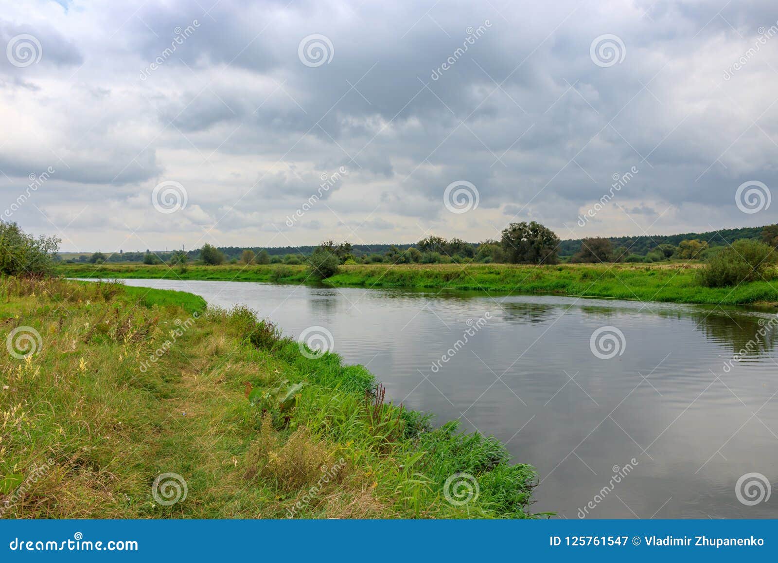 View of River Surface on a Background of Sky with Gray Clouds. R Stock ...