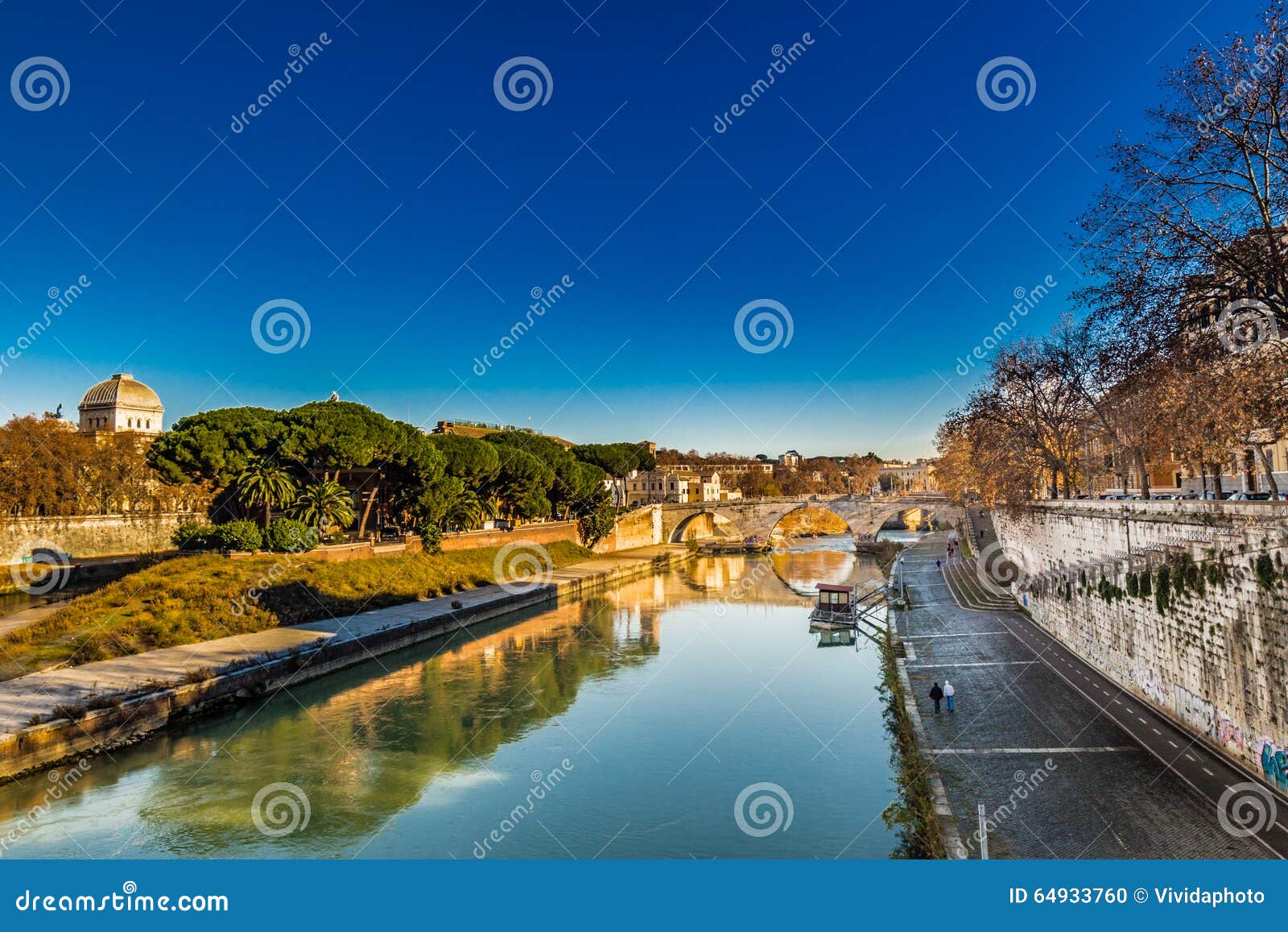 View of the river Tiber stock photo. Image of river, bridge - 64933760