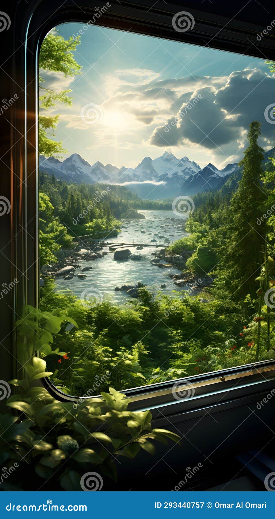 A View of a River from a Train Window.Window View from Train Window ...