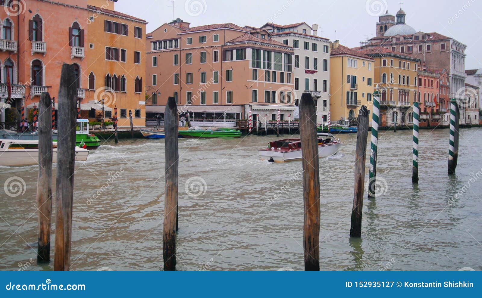 View of the River on Which Passenger Boats Float - Venice Stock Image ...