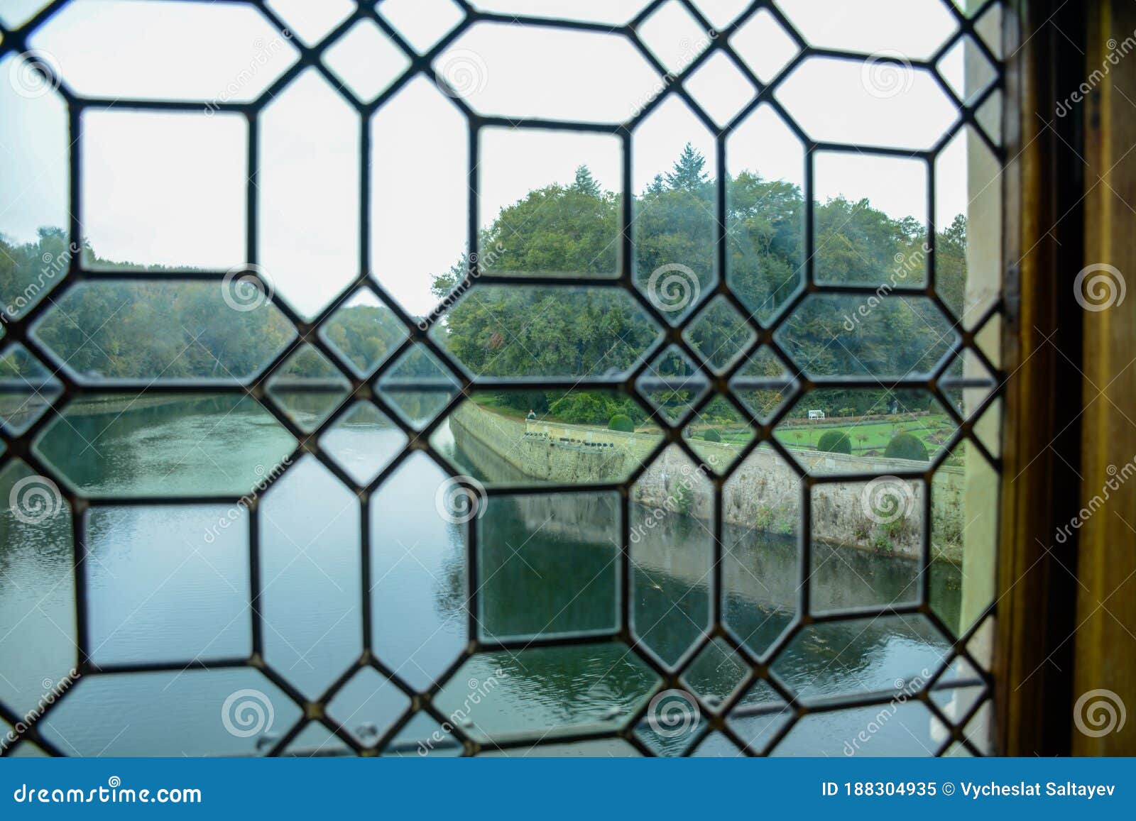 View of the River through the Window Stock Image - Image of glass ...