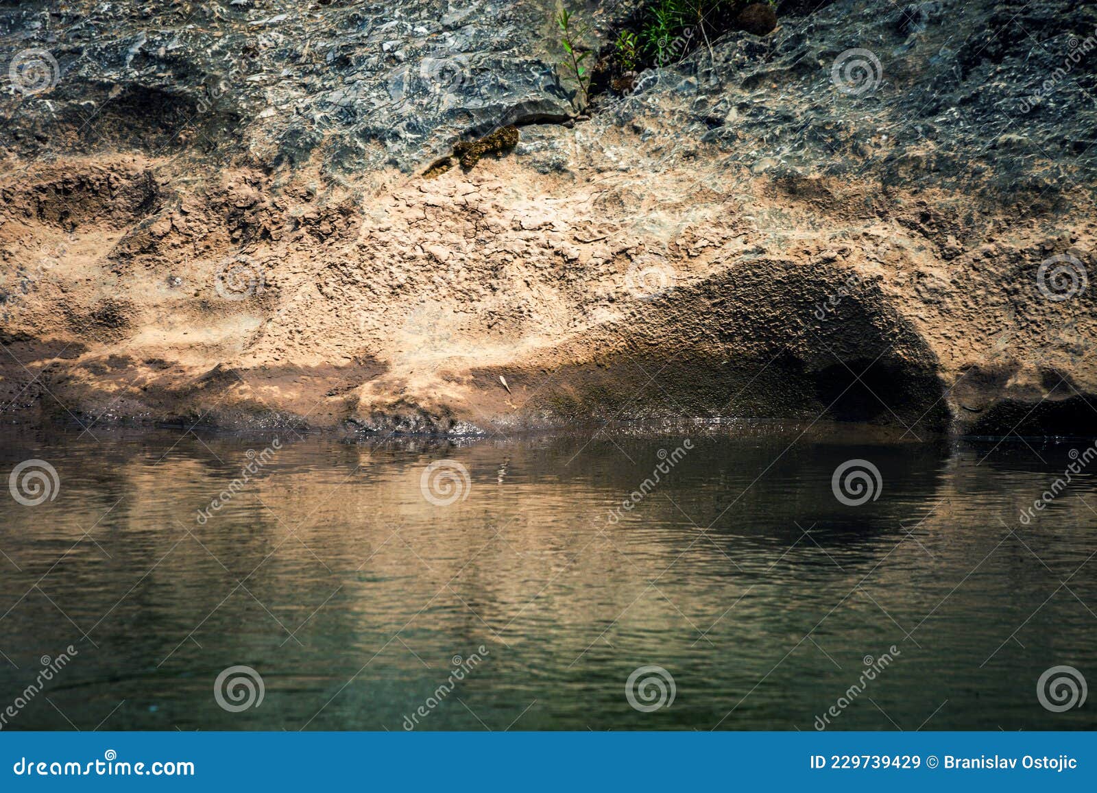 View on Riverbank of Small Clear River Forming a Depression in the ...