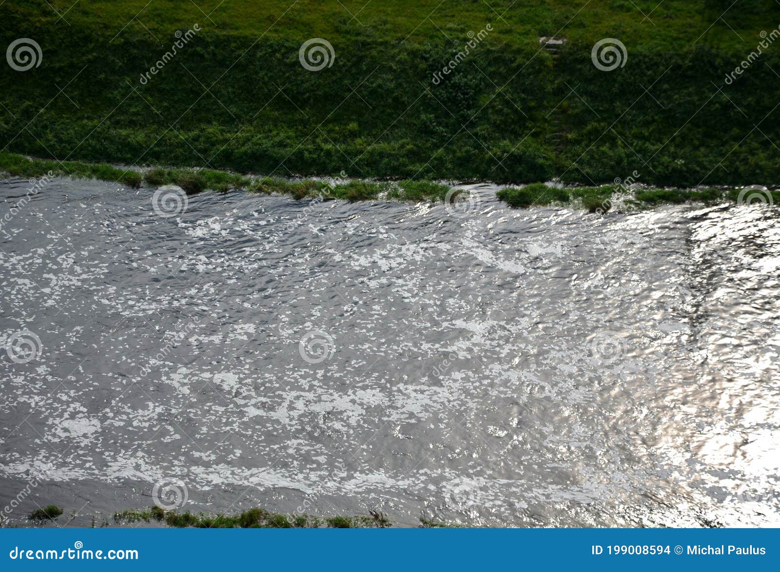 View of the Riverbed after the Flood, a Lot of Water Flows, Waves are ...