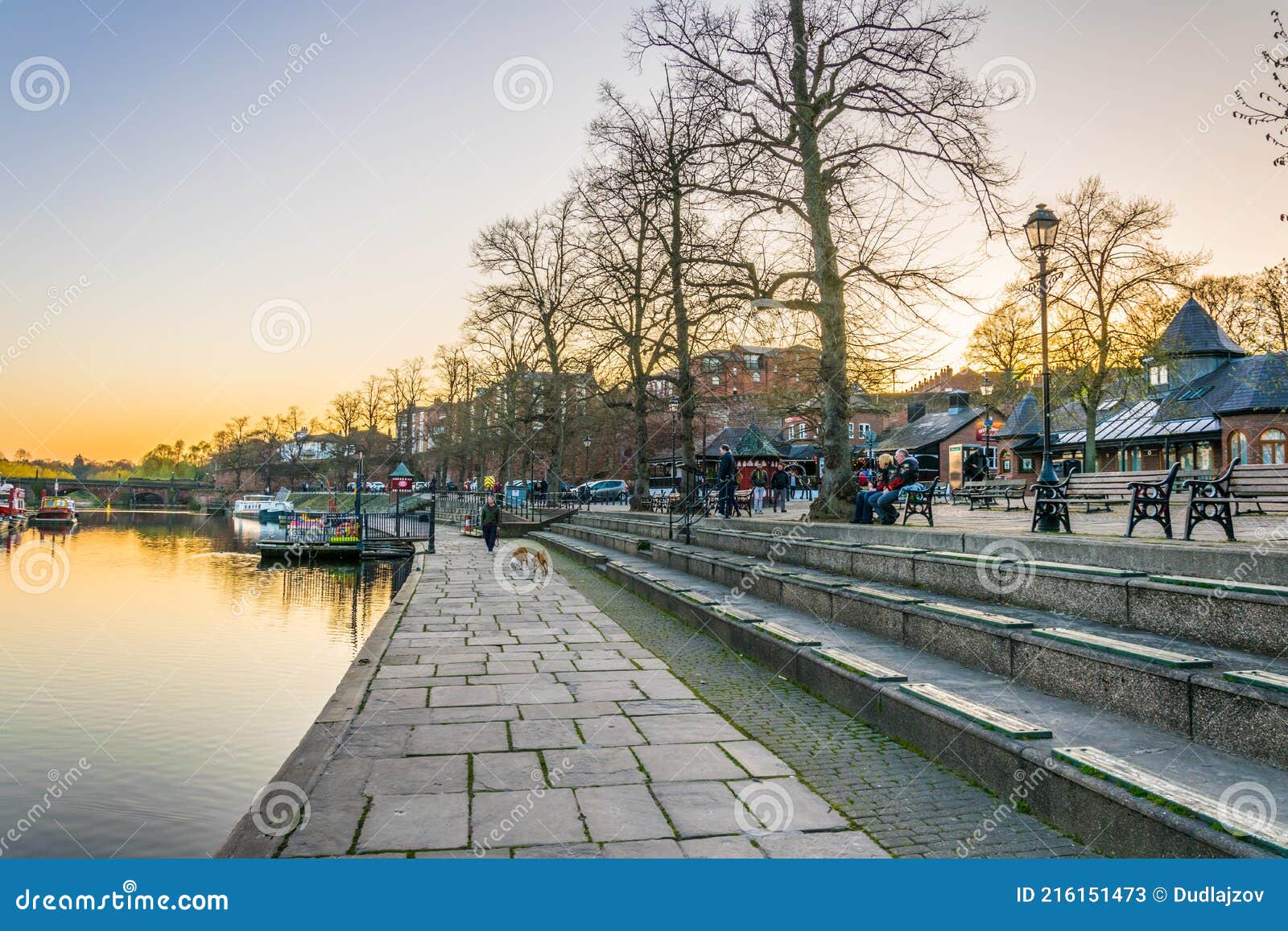 View of Riverside Promenade of Dee in Chester, England Stock Image ...