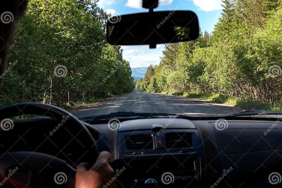 View of the Road through the Front Window of the Car Stock Photo ...