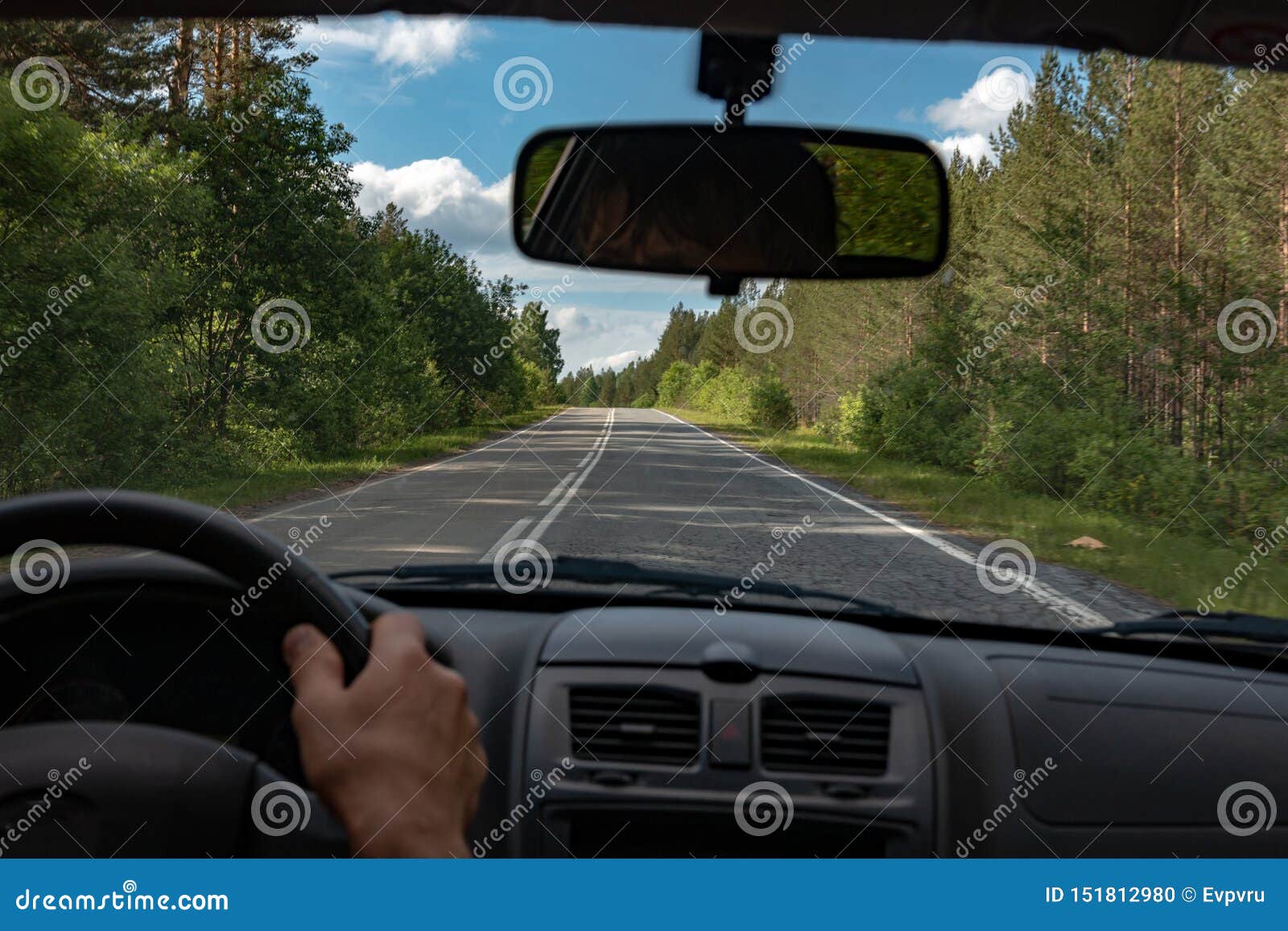 View of the Road through the Front Window of the Car Stock Photo ...