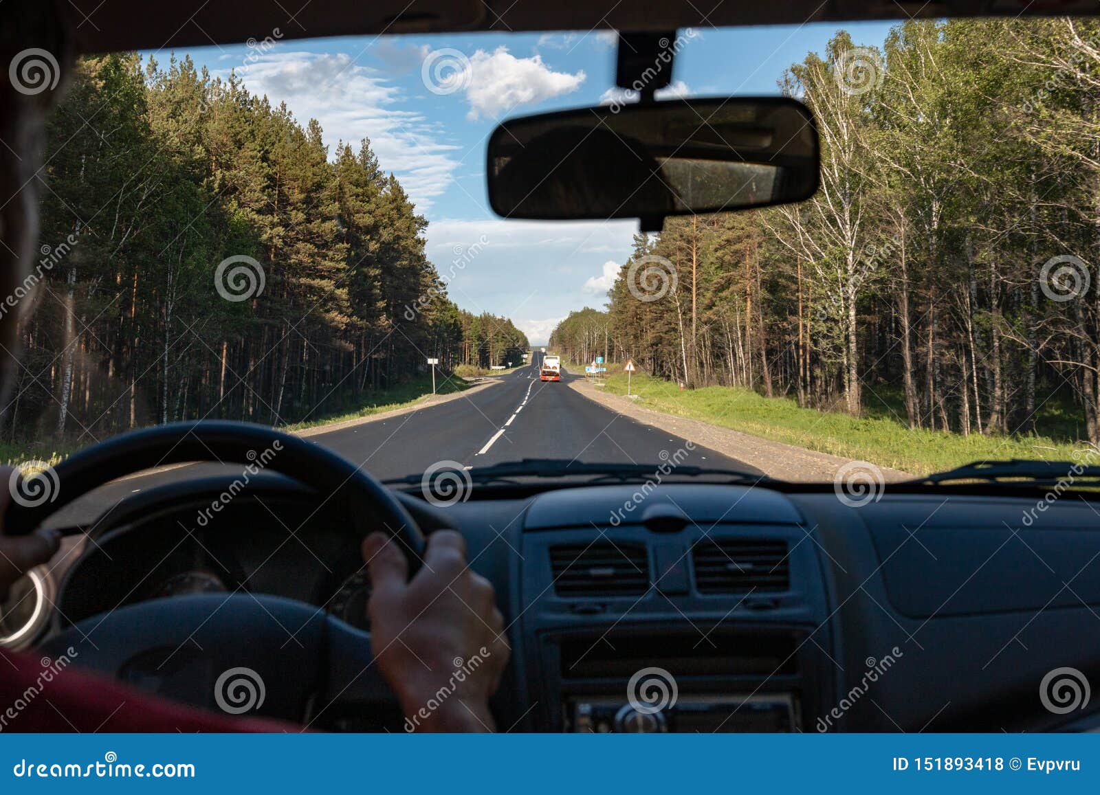 View of the Road through the Front Window of the Car Stock Photo ...