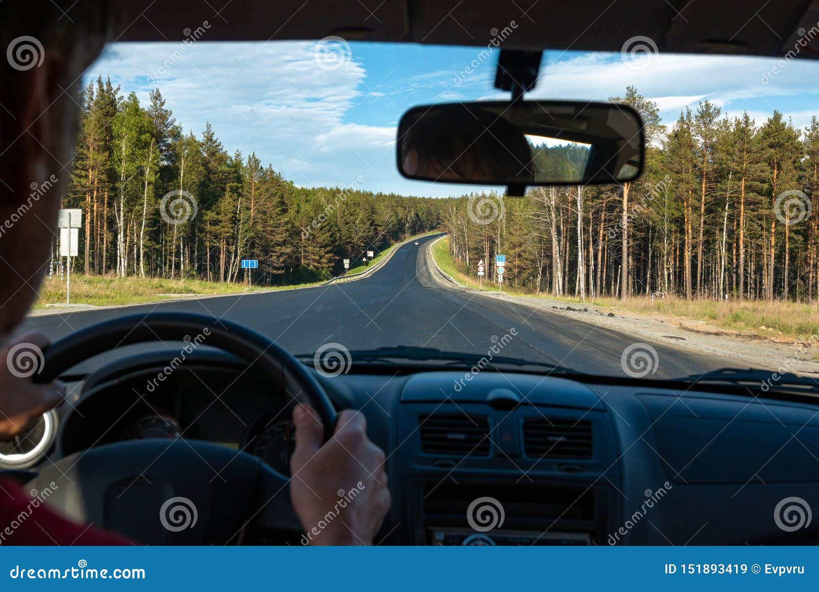 View of the Road through the Front Window of the Car Stock Image ...