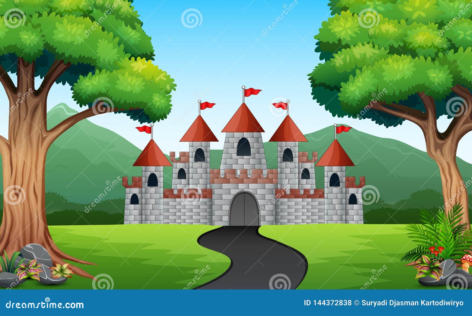 View of the Road To Castle from the Front Stock Vector - Illustration ...