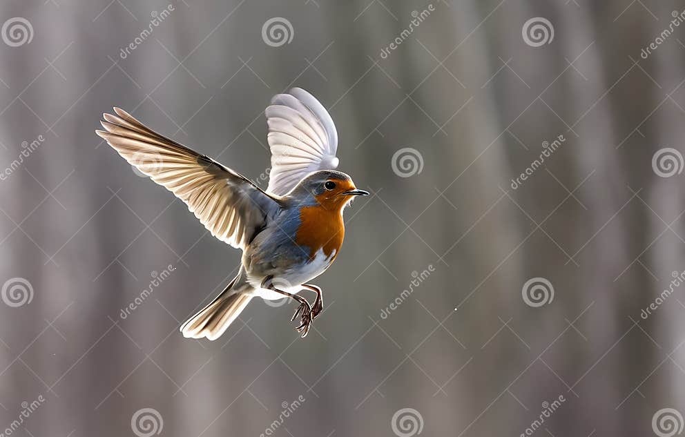 A View of a Robin in Flight Stock Illustration - Illustration of wing ...