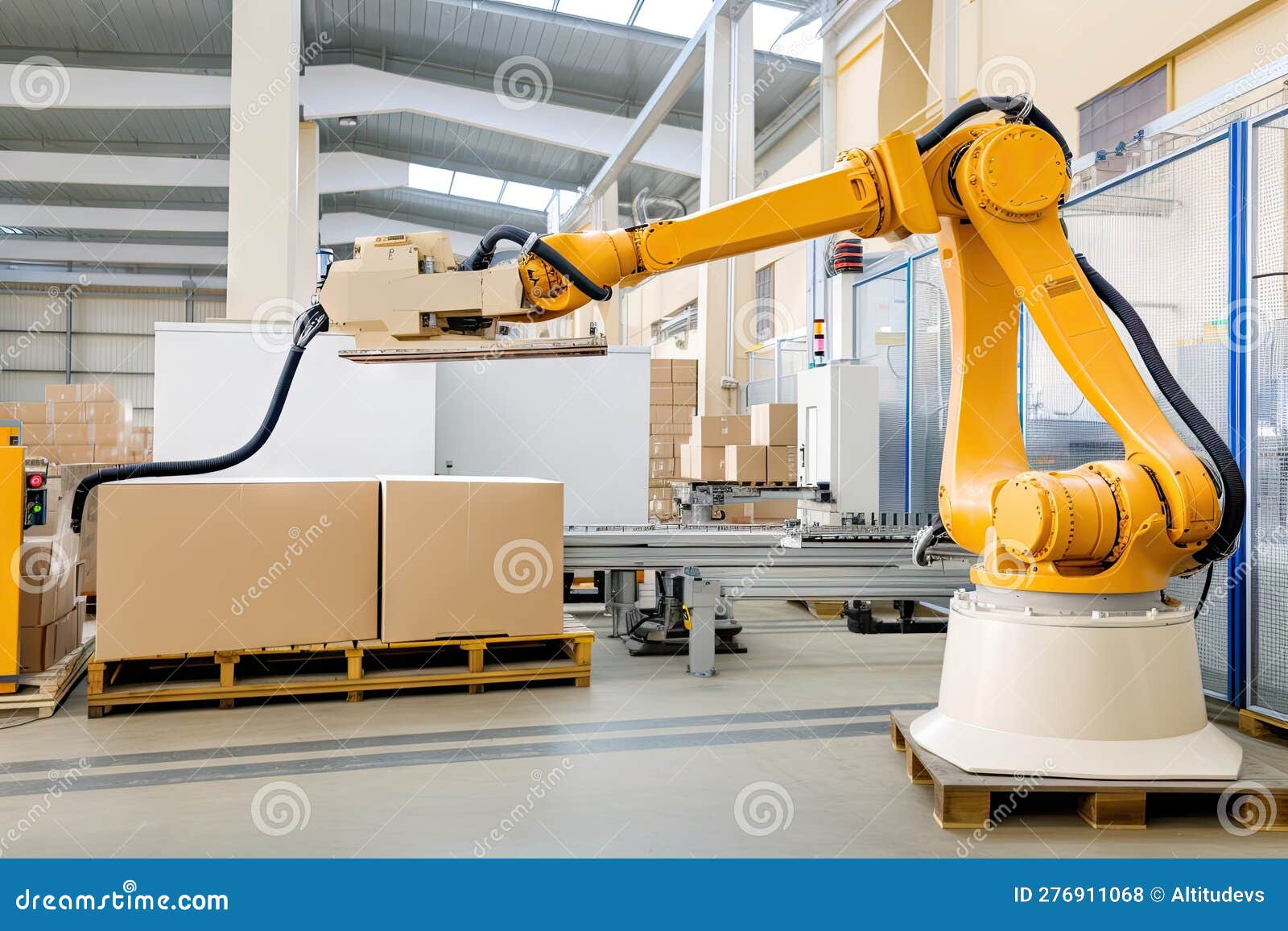 View of Robot Arm Lifting Heavy Load in Factory Setting Stock ...