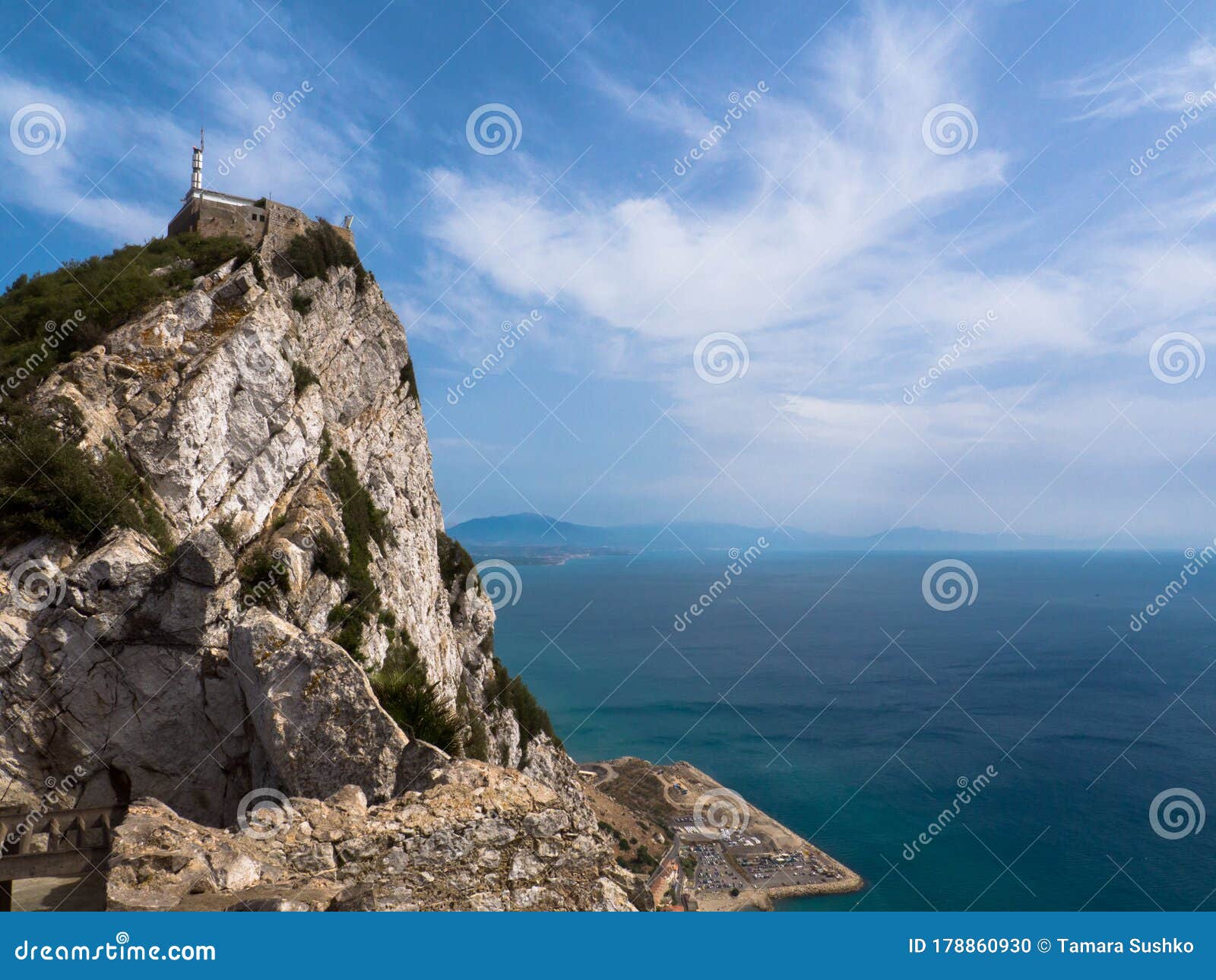 View of Rock in Gibraltar with Visible African Coast Behind Strait ...