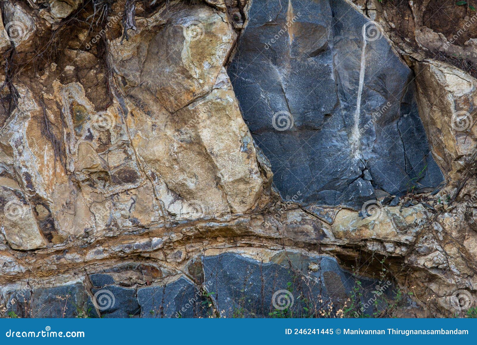 View of Rocks Broken Down for Construction in a Hilly Region. Remains ...