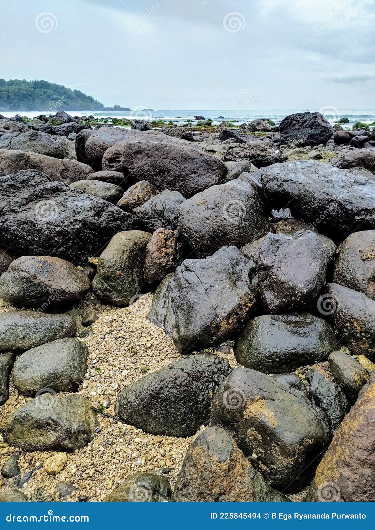 The View Of The Rocks That Stretch Out On The Beach Royalty-Free Stock ...