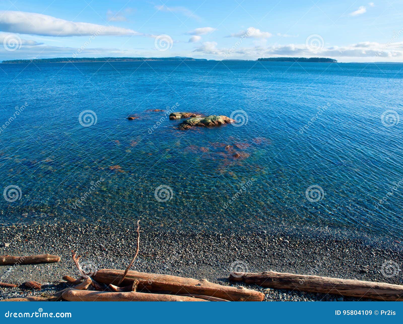 View from the Rocky Beach on Vancouver Island, Canada Stock Image ...