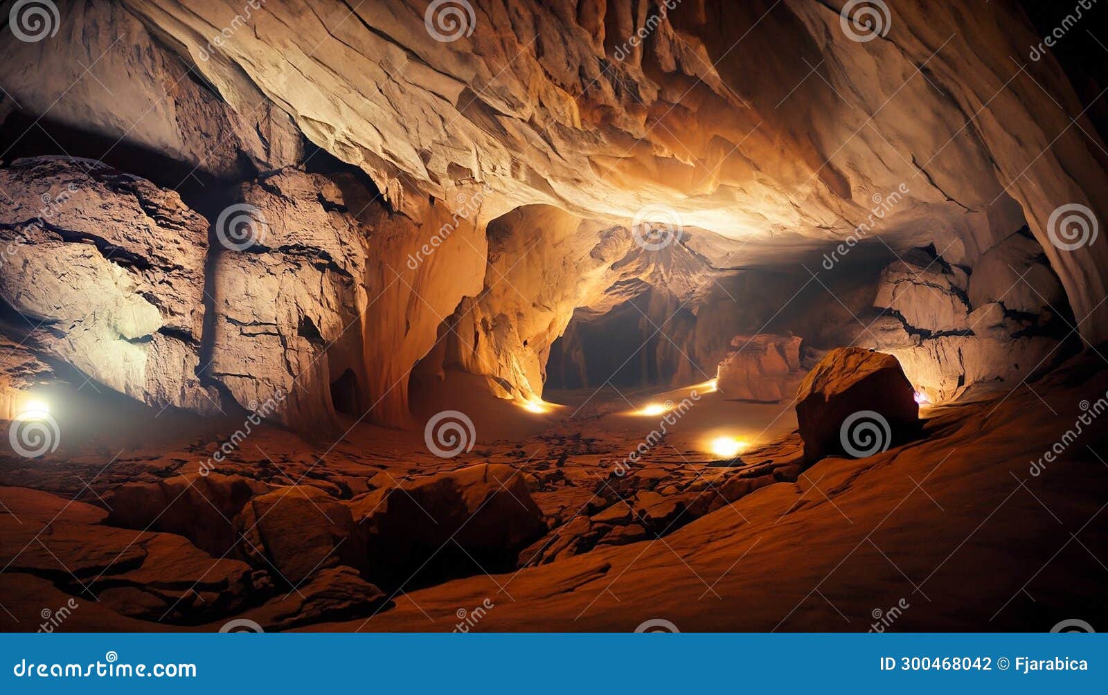 View of a rocky cave stock illustration. Illustration of person - 300468042